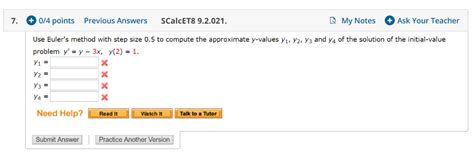 Solved Use Eulers Method With Step Size 0 5 To Compute