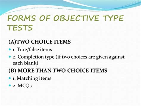 Objective Types Of Test