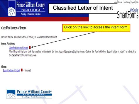 Ppt Pwcs Workspace Application And Classified Letter Of Intent