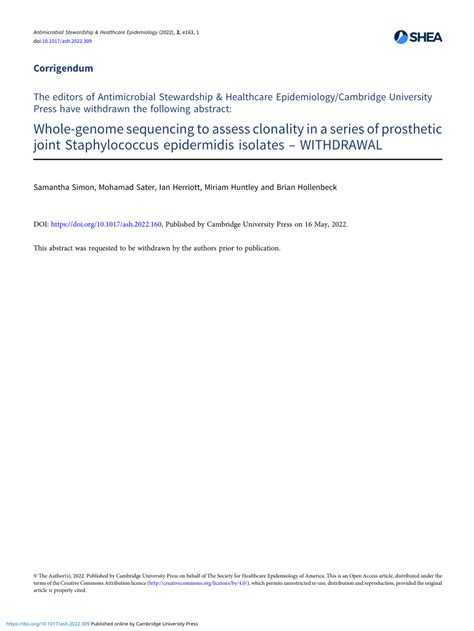 Pdf Whole Genome Sequencing To Assess Clonality In A Series Of