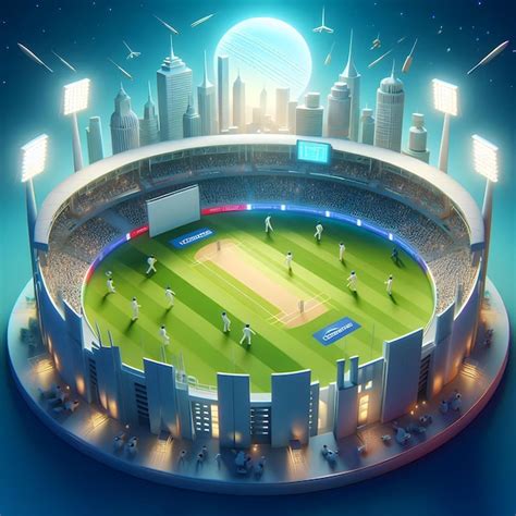 Stunning 3d Animation Cricket Match Stadium Premium Ai Generated Image