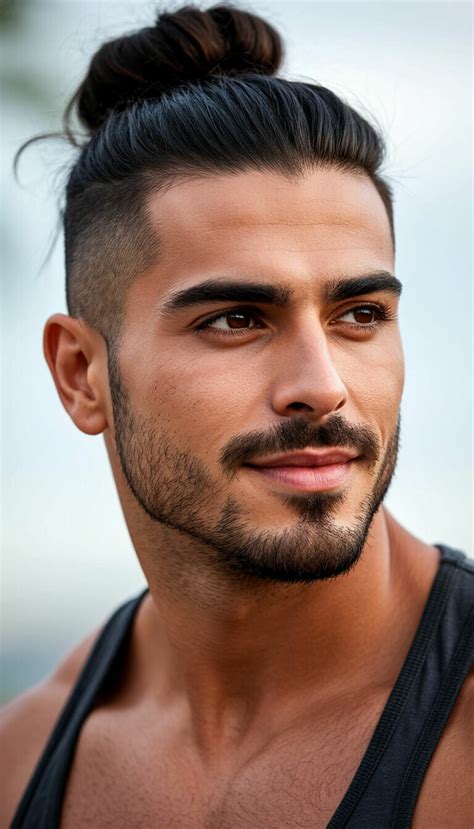 «Мужчина шикарный разворот массивных плеч тёмные волосы уложенные в … — картинка создана в