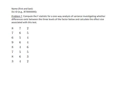 Solved Compute F Stat Please Show Work Ive Done The