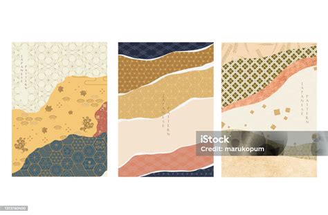 선 패턴 벡터가 있는 일본어 배경입니다 손으로 그린 웨이브 요소가있는 추상 적 풍경 템플릿 빈티지 스타일의 아시아 전통 장식 드로잉에 대한 스톡 벡터 아트 및 기타 이미지