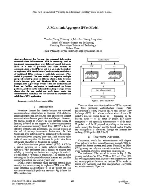 A Multi Link Aggregate Ipsec Model Pdf Virtual Private Network