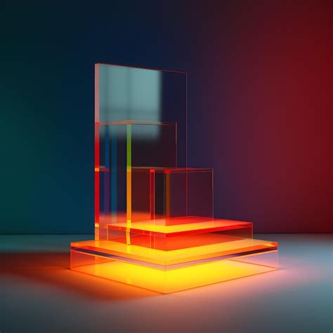 Premium Photo A Lit Up Display Of Cubes