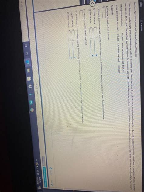 Solved Overhead Application Fixed And Variable Overhead