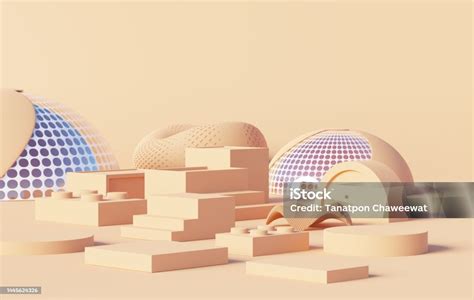 연단 배경은 제품 프레젠테이션 및 모형을 위한 무대 플랫폼입니다 깔끔한 디자인의 미니멀한 장면 배경 모형을 위한 빈 받침대 화장품을 위한 파스텔 색상의 빈 무대 3d 렌더링