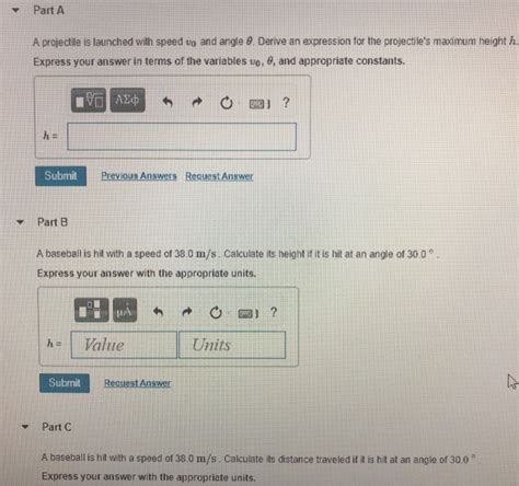 Solved A A Projectile Is Launched With Speed