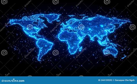 World Map Highlighting The Seven Continents And Five Ocean Vector Illustration Blue Background