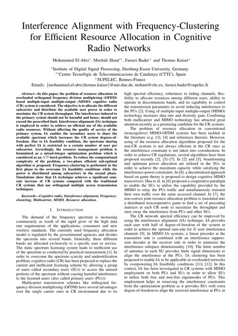 pdf interference alignment with frequency clustering for efficient resource allocation in