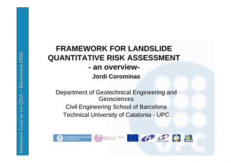 PDF FRAMEWORK FOR LANDSLIDE QUANTITATIVE RISK Hazard Assessment Landslide Hazard Map Risk