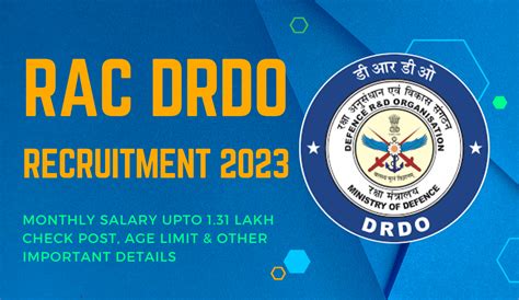 Rac Drdo Recruitment 2023 Monthly Salary Upto 131 Lakh Check Post
