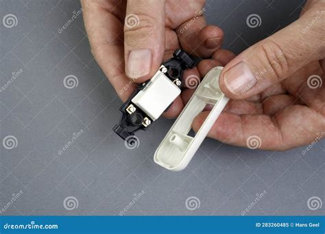 Installation Of The Socket In The Mounting Box Stock Image Image Of