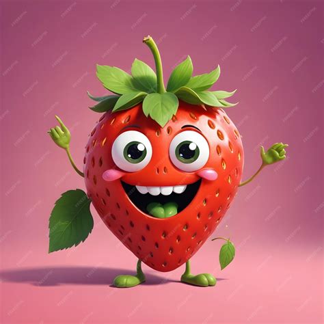 Premium Photo A Happy Anthropomorphic Strawberry Character With Large