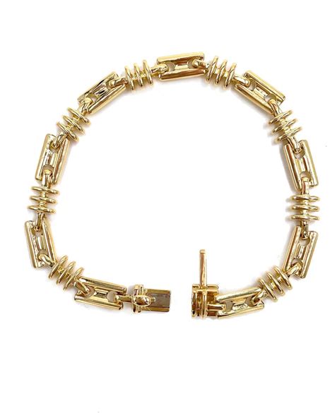 18k Solid Gold Mens Fancy Link Bracelet For Sale At 1stdibs