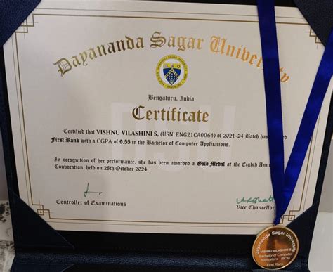 Convocation Dayanandasagaruniversity Bca Goldmedal Grateful