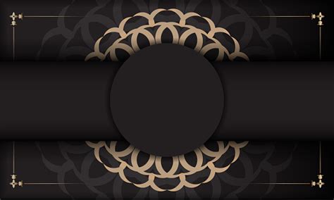 고급스러운 장식과 로고를 위한 장소가 있는 블랙 배너 빈티지 패턴엽서 인쇄 디자인 용 템플릿 0명에 대한 스톡 벡터 아트 및
