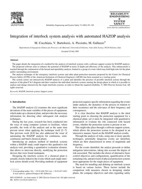PDF Integration Of Interlock System Analysis With Automated HAZOP Analysis DOKUMEN TIPS
