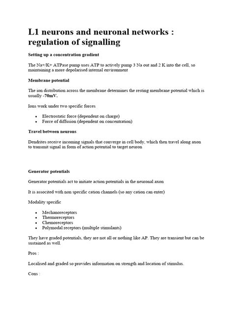 L1 Neurons And Neuronal Networks Pdf Inhibitory Postsynaptic Potential Chemical Synapse
