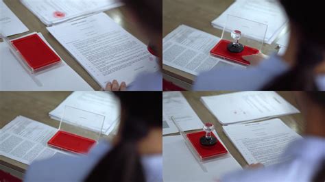 办公室盖章签字翻阅合同文件视频素材下载