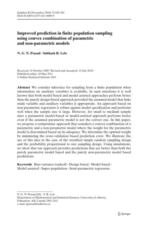 pdf improved prediction in finite population sampling using convex