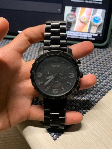 Authentic Fossil Nate Chronograph Black Stainless Steel Watch Jr1401 Mens Fashion Watches