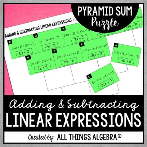 Adding And Subtracting Linear Expressions Pyramid Sum Puzzle All