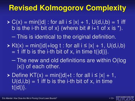 Ppt Circuit Complexity Kolmogorov Complexity And Prospects For Lower Bounds Powerpoint