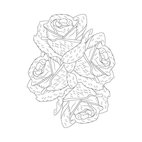 색칠 페이지 손으로 그린 백합 꽃 라인 아트 벡터 일러스트 레이 션 프리미엄 벡터