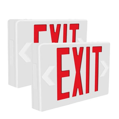 WYZM Volt To Volt Integrated LED With Battery White LED Exit Sign Red Lettering Pack