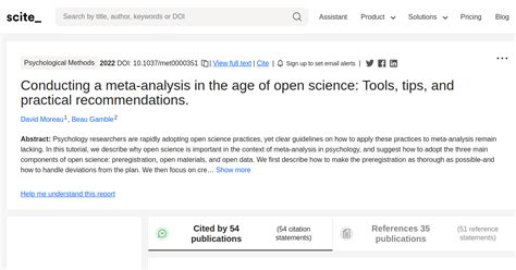 Citation Report Conducting A Meta Analysis In The Age Of Open Science