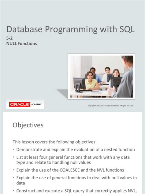 Database Programming With Sql 5 2 Null Functions Pdf Databases