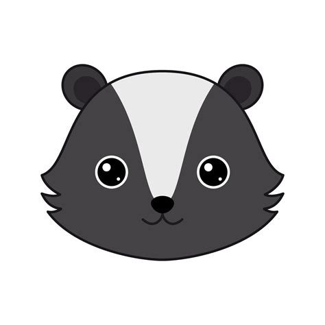 Cute Skunk Face Isolated On White Background 8457376 Vector Art At Vecteezy