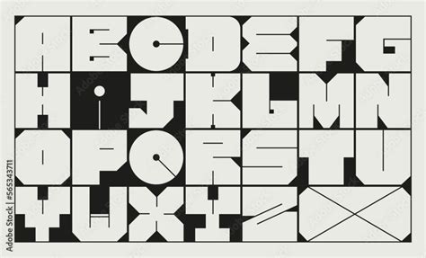 Modern Latin Alphabet Simple Square Letters Of Rough Shapes English Font Of Linear Capital