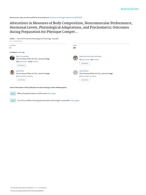 Alterations In Measures Of Body Composition Neuromuscular Performance