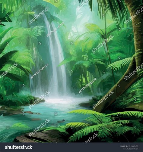Beautiful Waterfall Deep Rainforest Like Heaven Stock Vector Royalty Free 2295681451