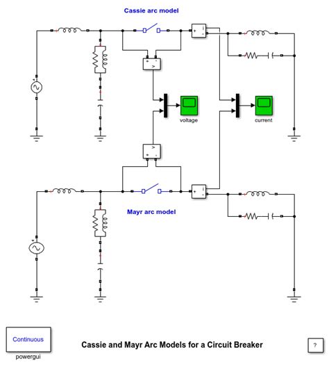cassie and mayr arc models for a circuit breaker matlab and simulink
