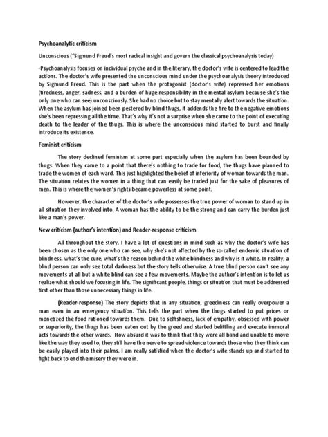 Psychoanalytic Criticism Pdf Psychoanalysis Unconscious Mind