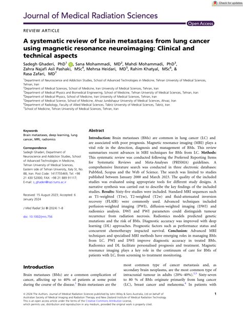 Pdf A Systematic Review Of Brain Metastases From Lung Cancer Using Magnetic Resonance
