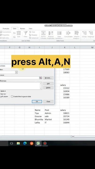 How To Use Consolidate Function Excel Shortcut Keys Shorts