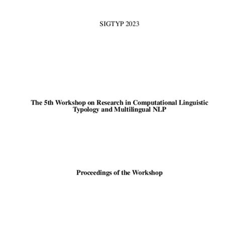 Proceedings Of The 5th Workshop On Research In Computational Linguistic