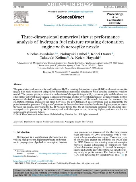 Three Dimensional Numerical Thrust Performance Pdf Rocket Engine