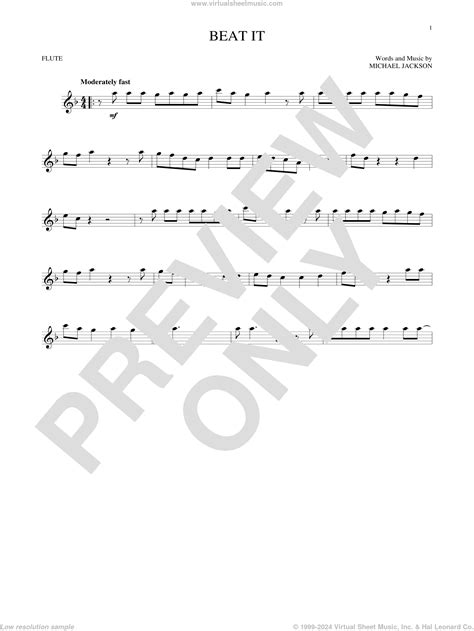 Jackson Beat It Sheet Music For Flute Solo Pdf Interactive