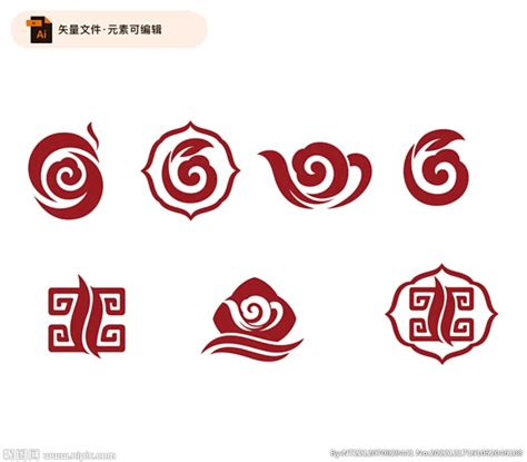 中国风茶元素logo 茶叶 凤凰 花瓣网