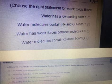 Solved Choose The Right Statement For Water Logic Based Chegg