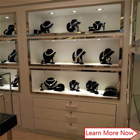 Modern Glossy White Commercial Jewelry Display Shelves Wall Mount
