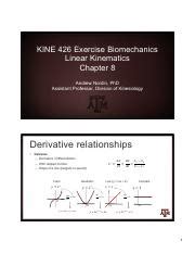 20 KINE426 Linear Kinematics2 Pdf KINE 426 Exercise Biomechanics Linear Kinematics Chapter 8