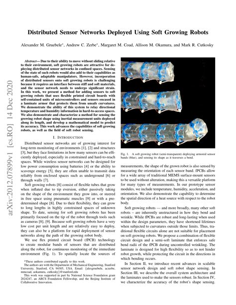 Pdf Distributed Sensor Networks Deployed Using Soft Growing Robots