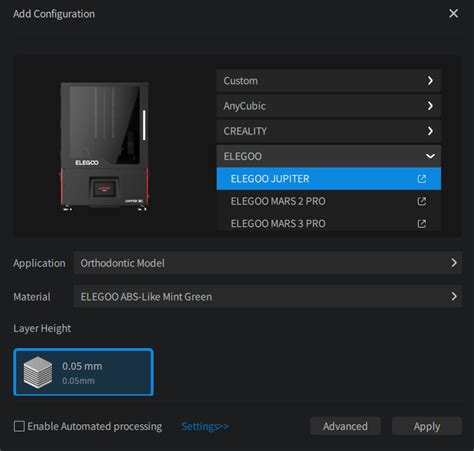 Configure Print Profiles Chitubox Dental Support